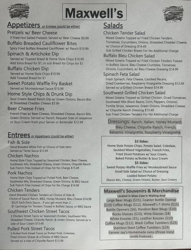MENU - Maxwell's Bar & Grill