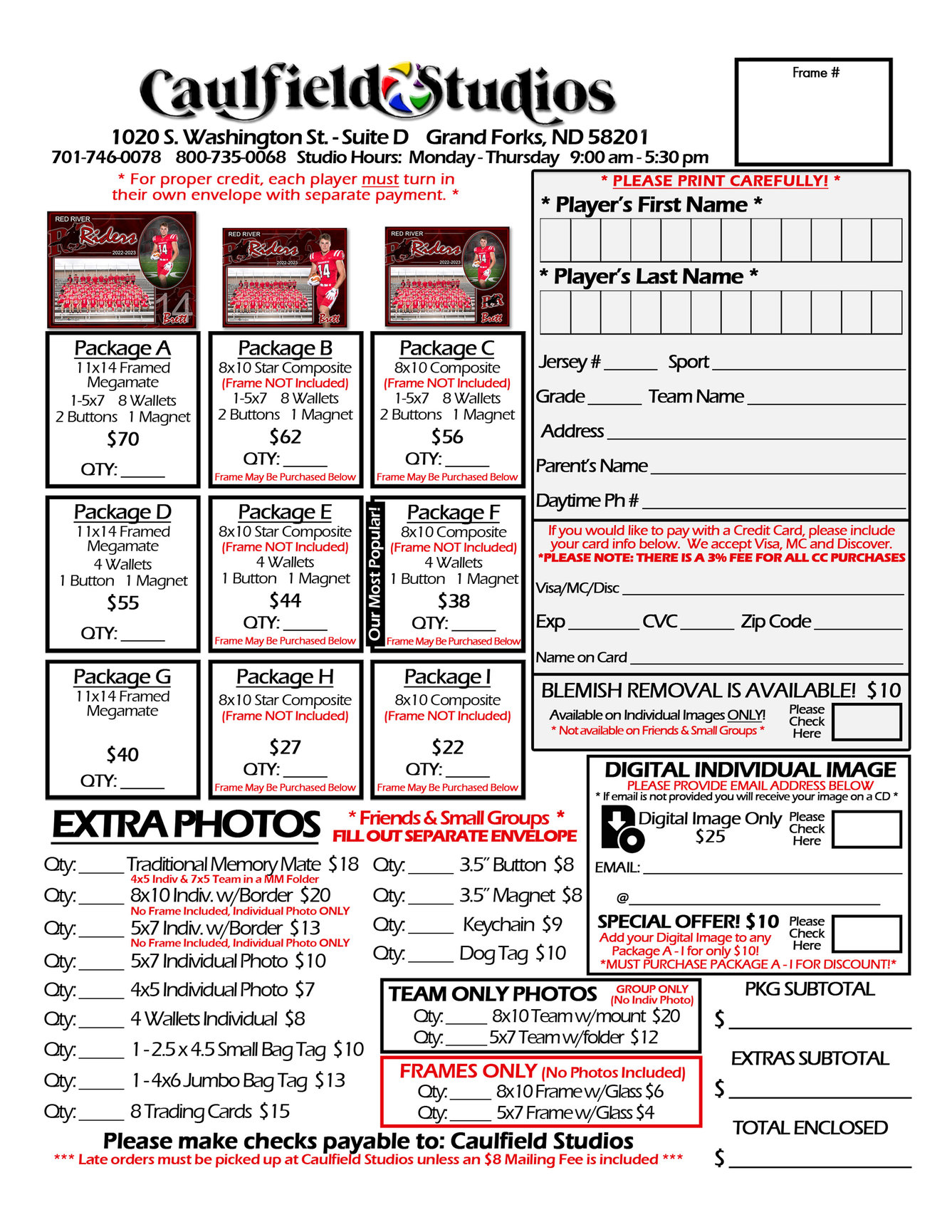 Picture Order Form - Caulfield Studios