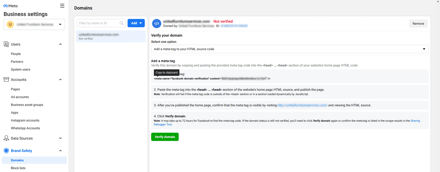 Verify My Website/Domain with Meta Business Suite - PhotoBiz Knowledge Base