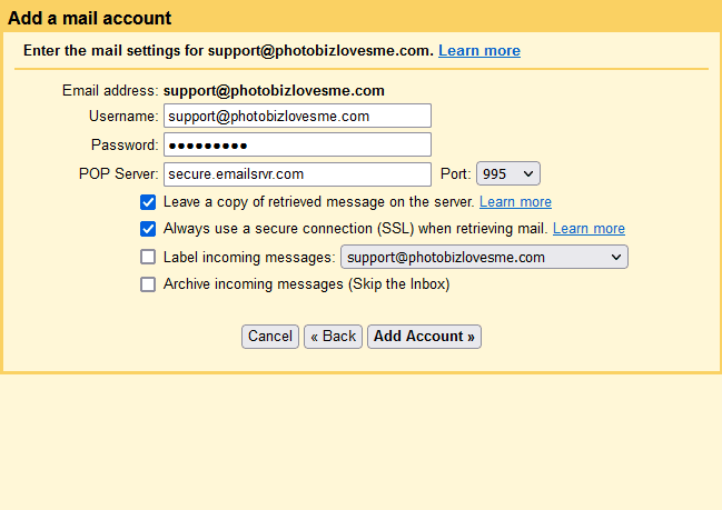 Using PhotoBiz Mailbox with Gmail | PhotoBiz Knowledge Base