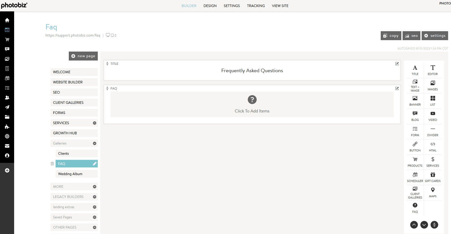How to Effectively Use FAQ Blocks in PhotoBiz Website Builder
