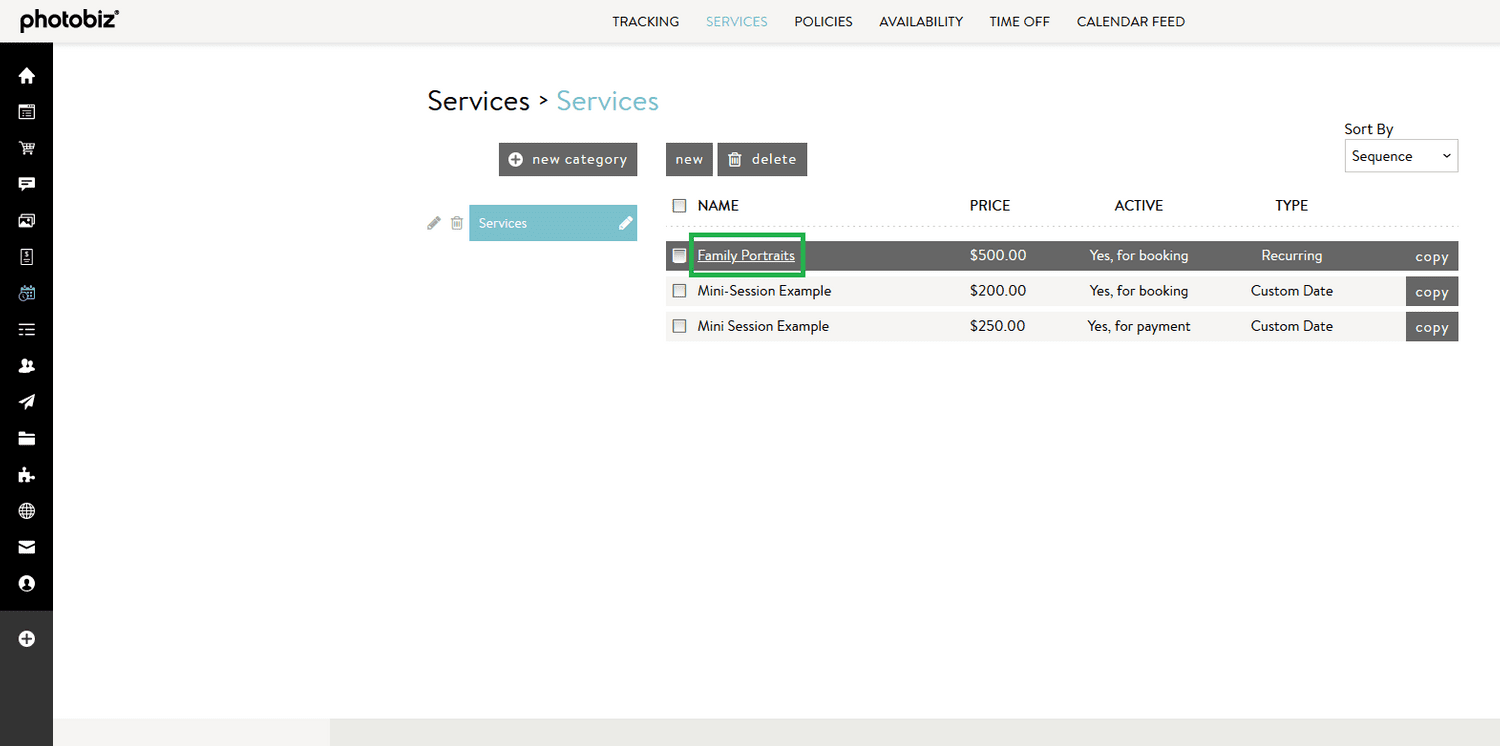 How To Set Up a Edit An Existing Service in the Scheduler - PhotoBiz ... How To Set Up a Edit An Existing Service in the Scheduler - PhotoBiz ...