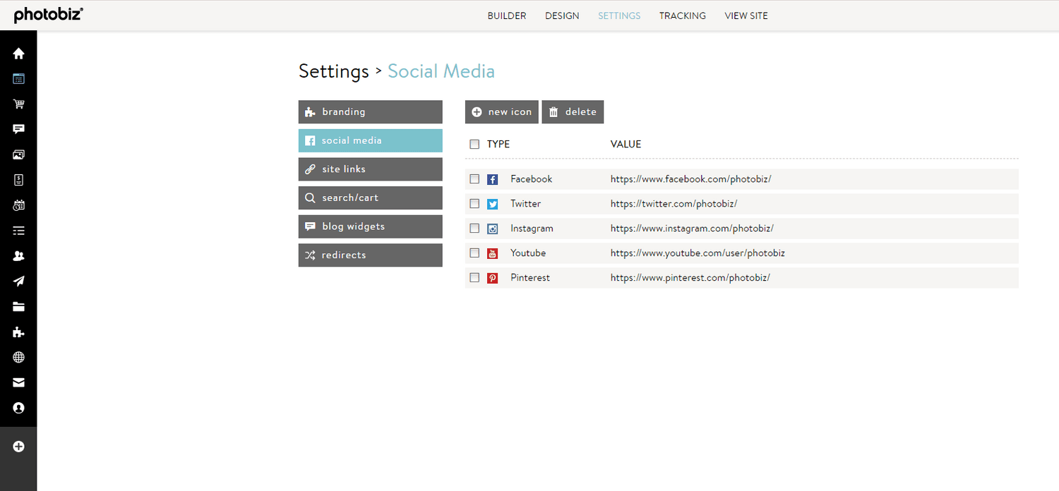 Where Can I Add Social Media Icons? - PhotoBiz Knowledge Base