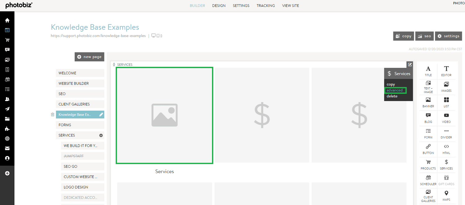 How to Change the Fonts on Service Blocks - PhotoBiz Knowledge Base