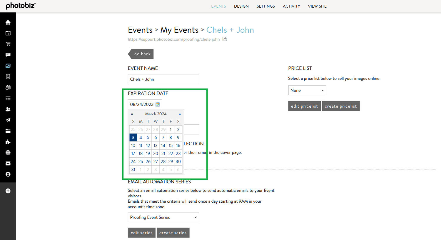 How Do I Change The Expiration Date on a Client Galleries Event ...