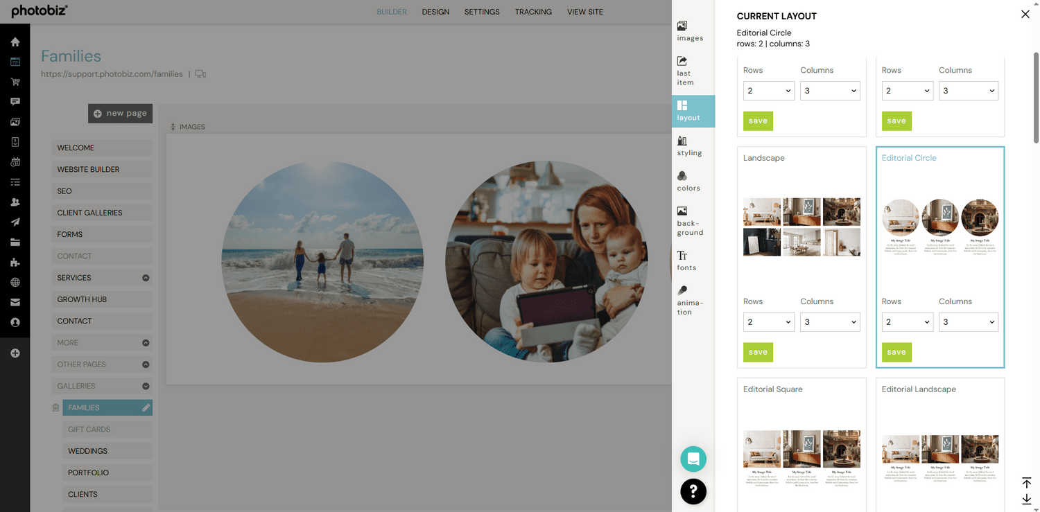 How to Change a Block Layout on Your Website - PhotoBiz Knowledge Base