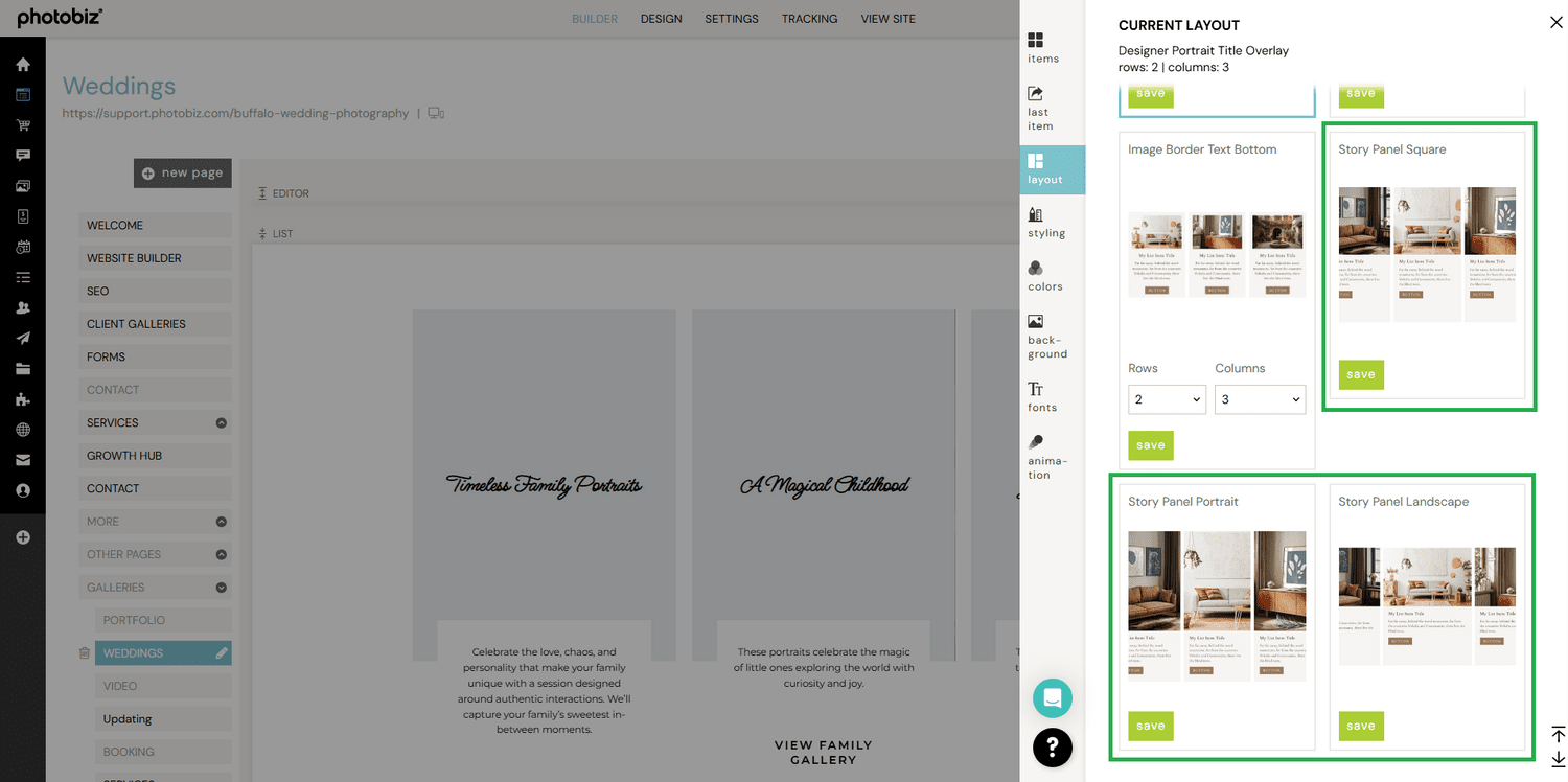 How To Set Up Story Panels - PhotoBiz Knowledge Base